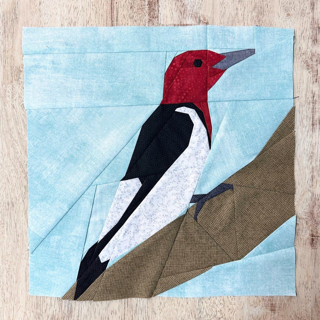 Red-headed Woodpecker Fpp--backyard Birds Series--paper Piecing Quilt ...