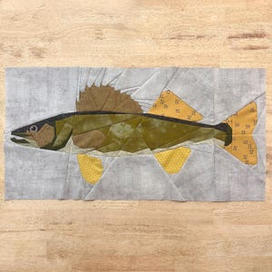 Walleye Fpp--freshwater Fishing Series--paper Piecing Quilt Block ...