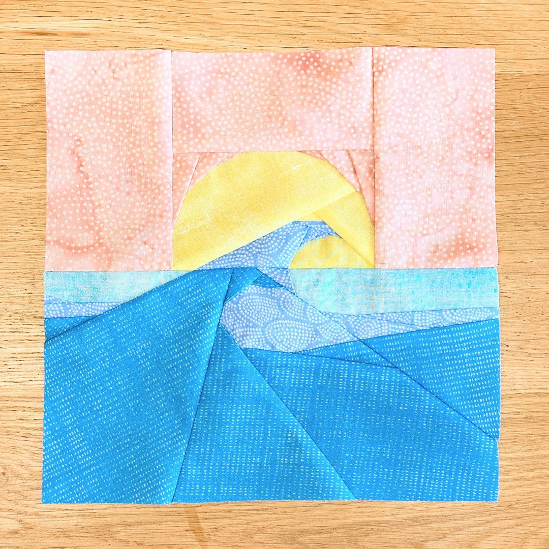 Waves at Sunset FPP Pattern--paper Piecing Quilt Block - Etsy