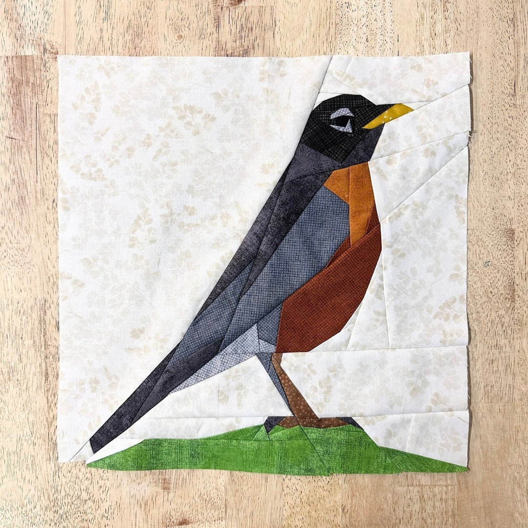 American Robin Fpp--backyard Birds Series--paper Piecing Quilt Block ...