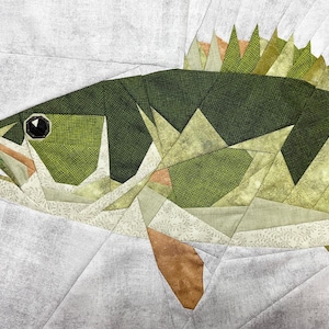 Bass Fpp--freshwater Fishing Series--paper Piecing Quilt Block Pattern ...