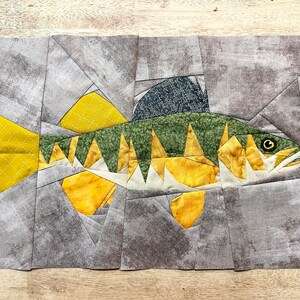 Yellow Perch Fpp--freshwater Fishing Series--paper Piecing Quilt Block ...