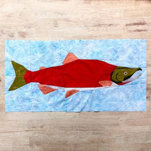 Sockeye Salmon Fpp--freshwater Fishing Series--paper Piecing Quilt ...