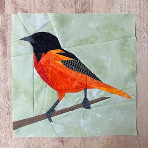 Oriole Fpp--backyard Birds Series--paper Piecing Quilt Block Pattern - Etsy