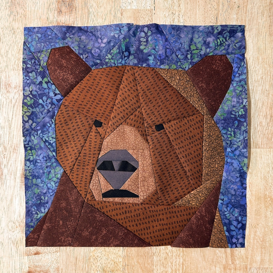 Grizzly Bear Fpp--the Bear Series--paper Piecing Quilt Block Pattern - Etsy