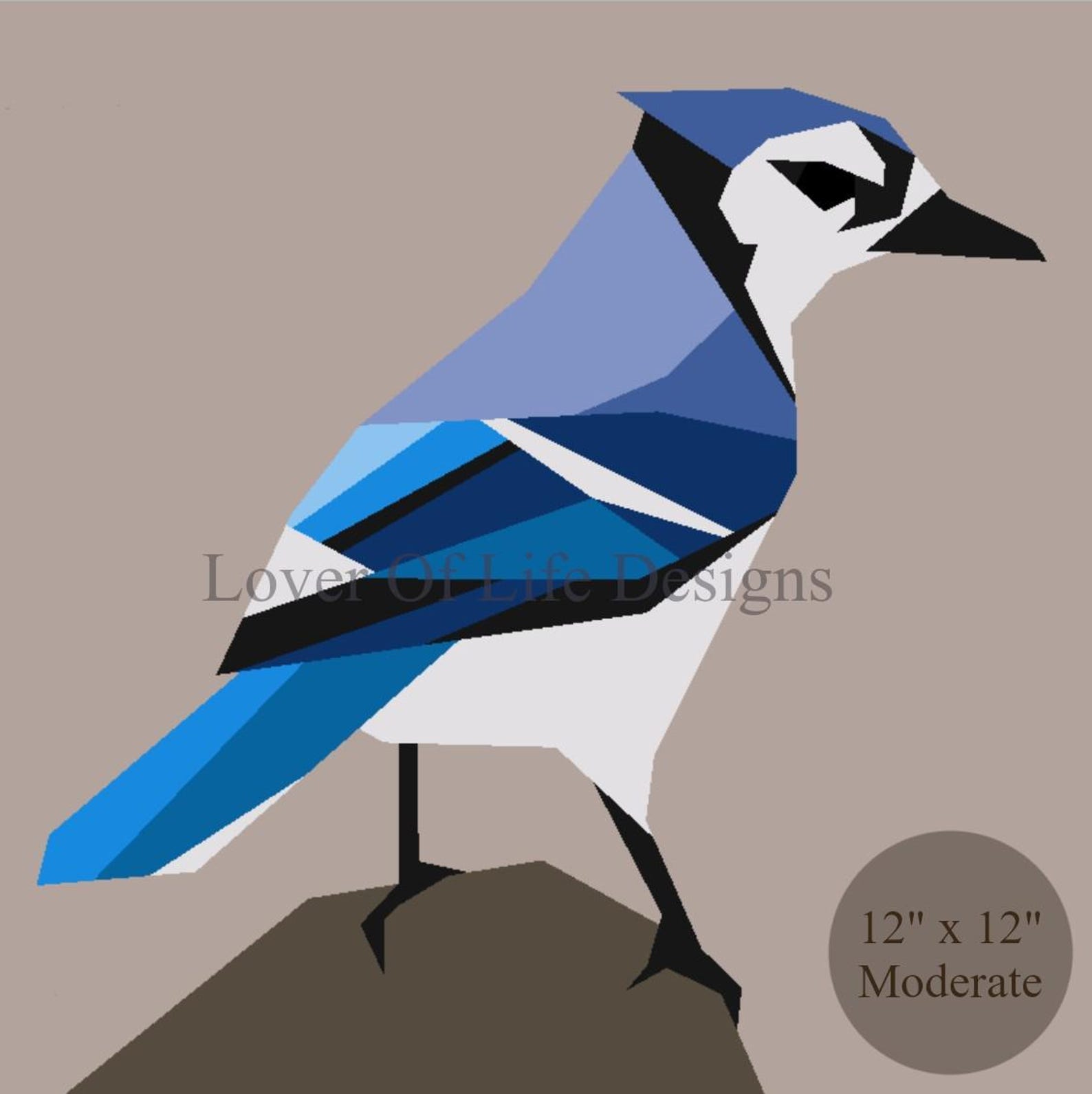 Blue Jay Fpp--backyard Birds Series--paper Piecing Quilt Block Pattern ...