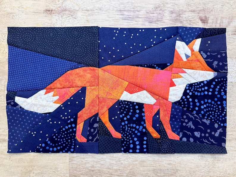 Little Fox Fpp--paper Piecing Quilt Block Pattern - Etsy