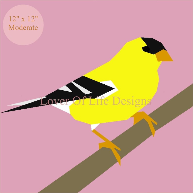 Amercian Goldfinch Fpp--backyard Birds Series--paper Piecing Quilt ...