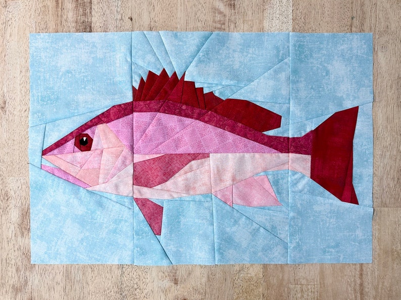 Red Snapper Fpp--saltwater Fishing--paper Piecing Quilt Block Pattern ...