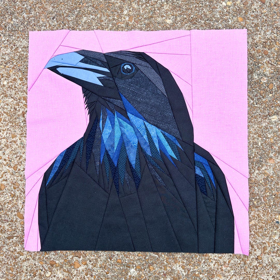 Raven Portrait Fpp—paper Piecing Quilt Block Pattern - Etsy