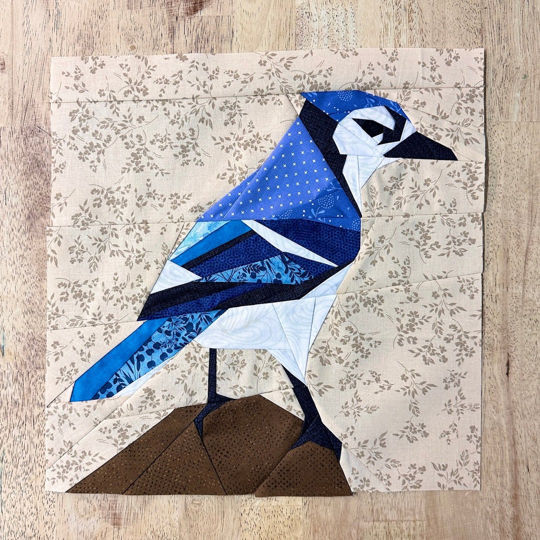 Blue Jay Fpp--backyard Birds Series--paper Piecing Quilt Block Pattern ...