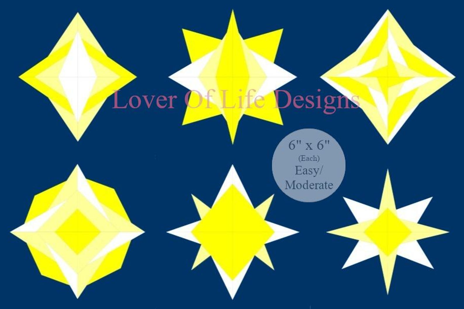 Stars FPP--6 Patterns--midnight Garden Quilt--paper Piecing Blocks - Etsy