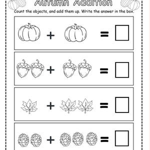 Fall Addition and Subtraction Worksheets/ 4-page Math Bundle/ Fall ...