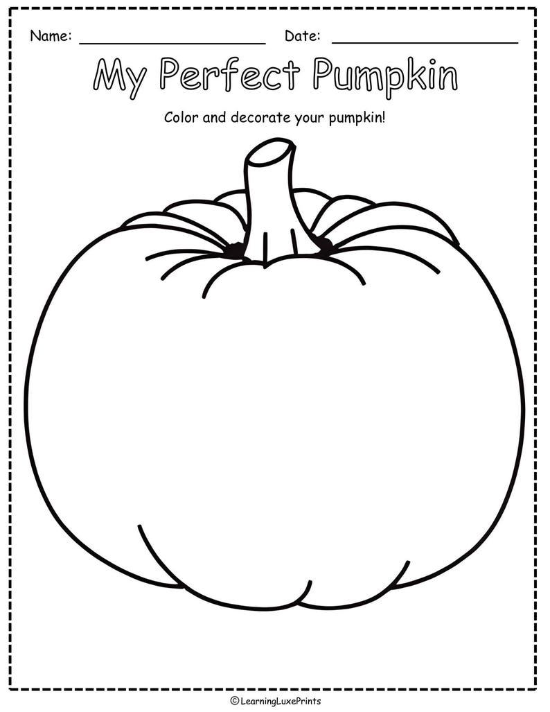 Decorate the Pumpkin Worksheet: Fall Coloring Page (PDF) - Etsy