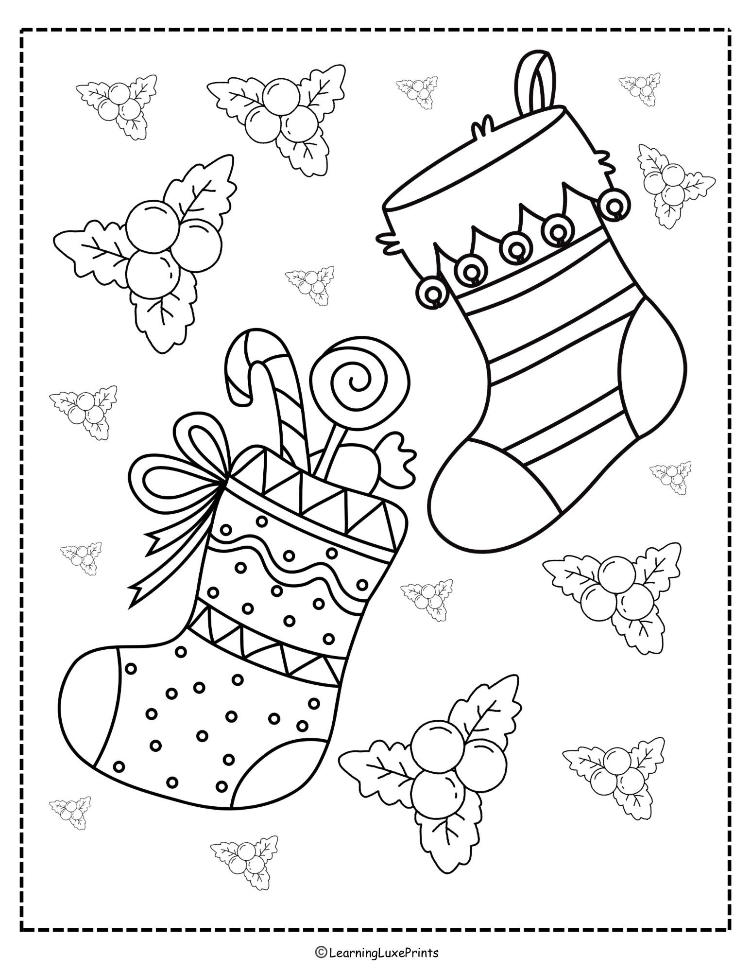 Christmas Stocking Coloring Page/ Holiday Coloring Sheet for Kids - Etsy