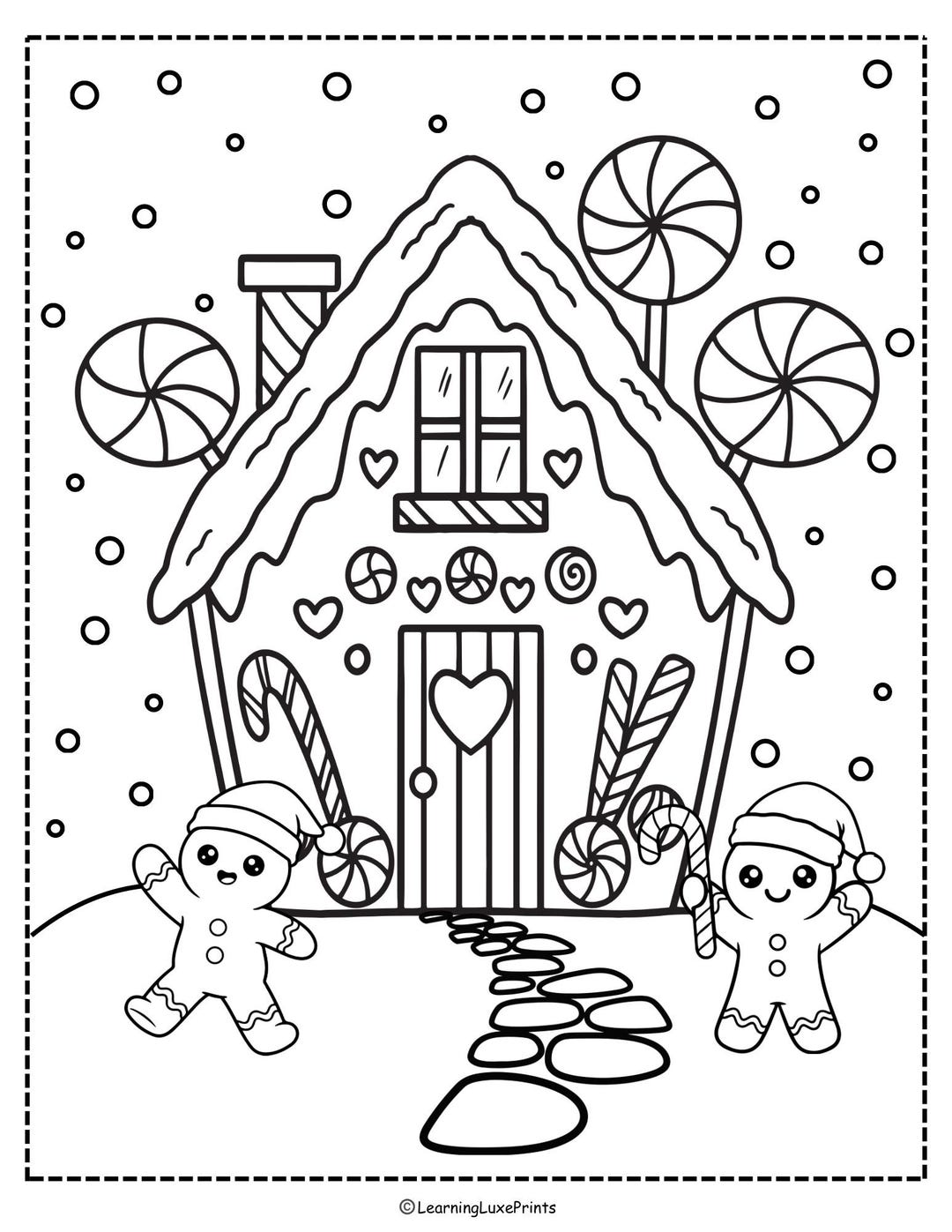 Gingerbread House Coloring Page/ Christmas Coloring Sheet for Kids ...