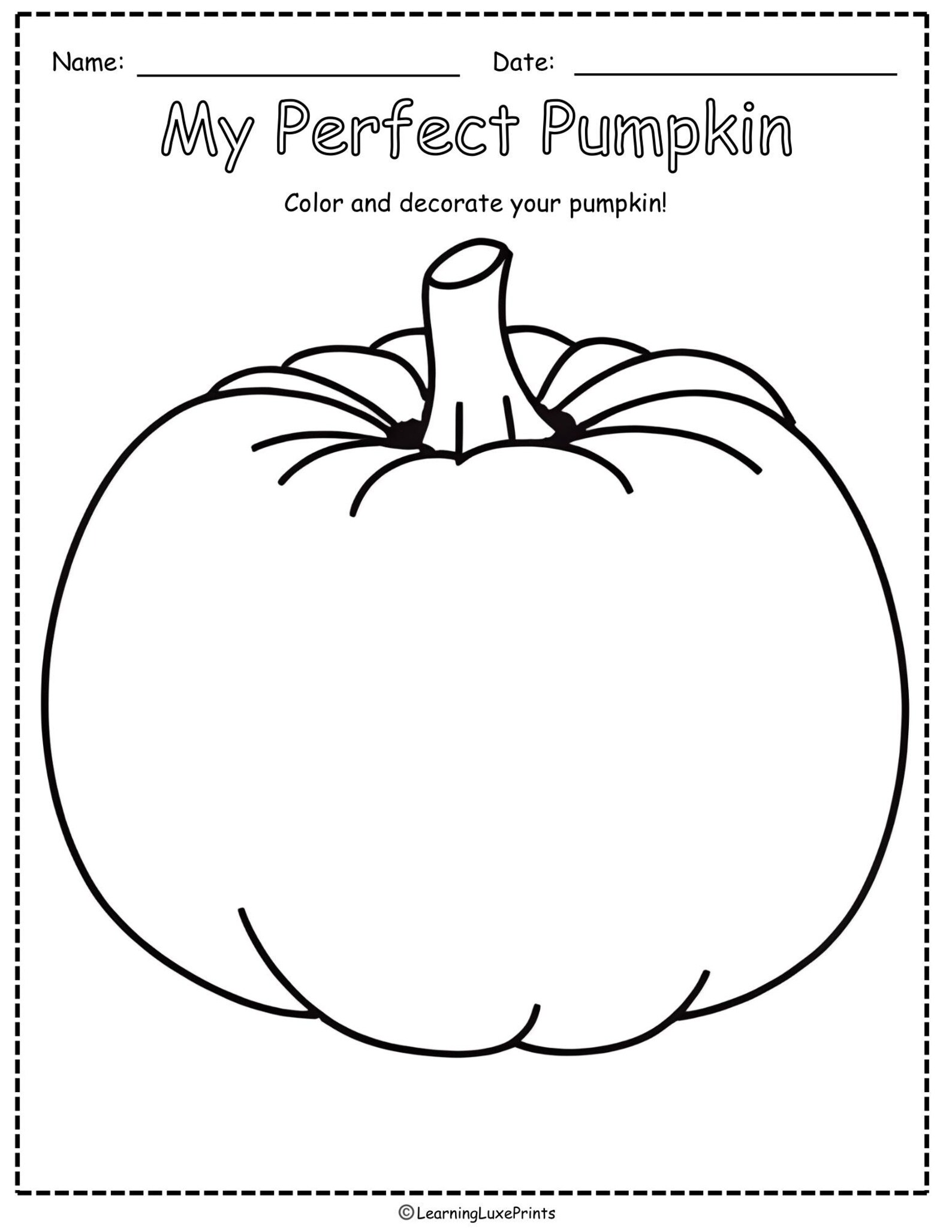 Decorate the Pumpkin Worksheet: Fall Coloring Page (PDF) - Etsy