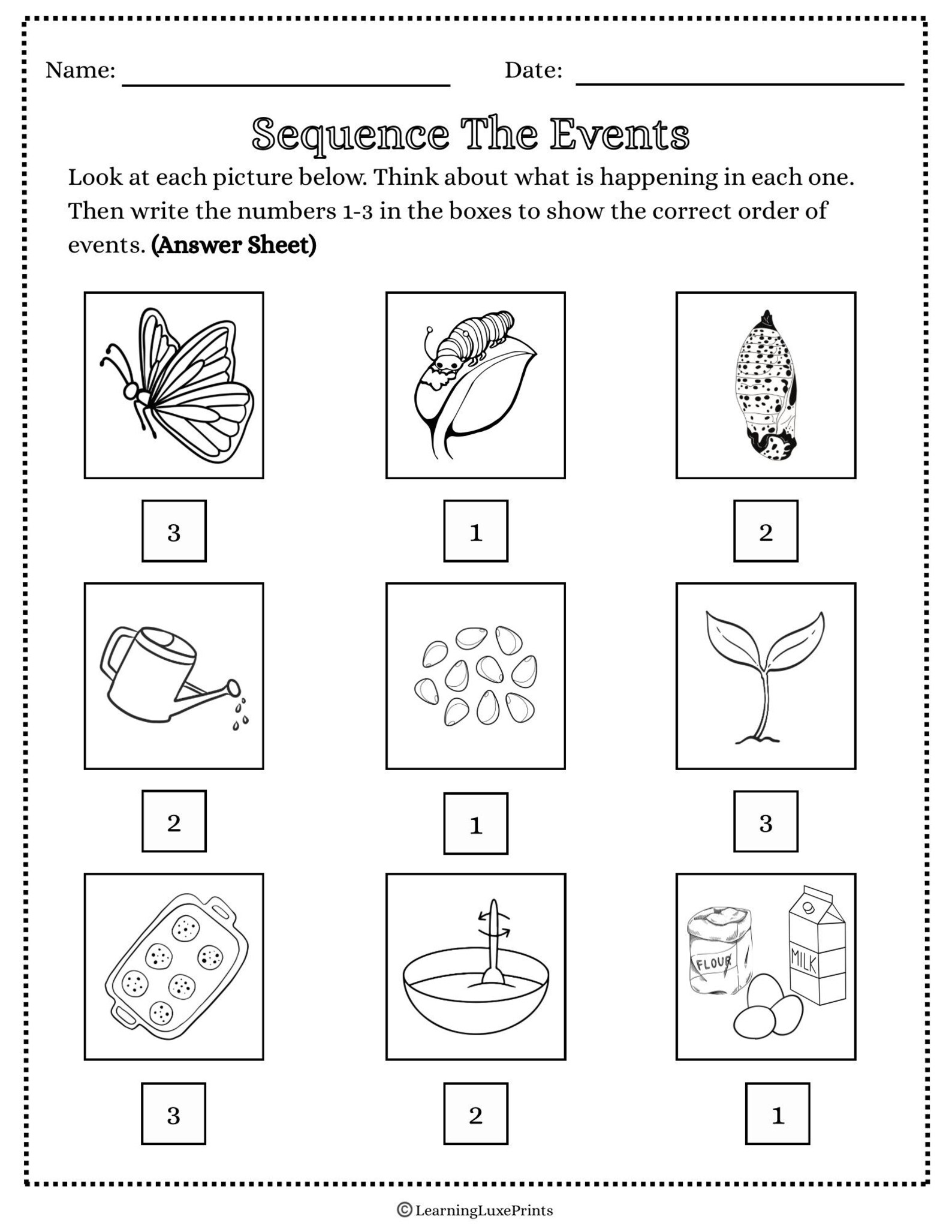 Sequencing Worksheet Printable/ Order of Events for Kids Worksheet - Etsy