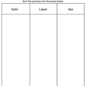 States of Matter Worksheet/ Cut and Paste Science Activity/ Solids ...