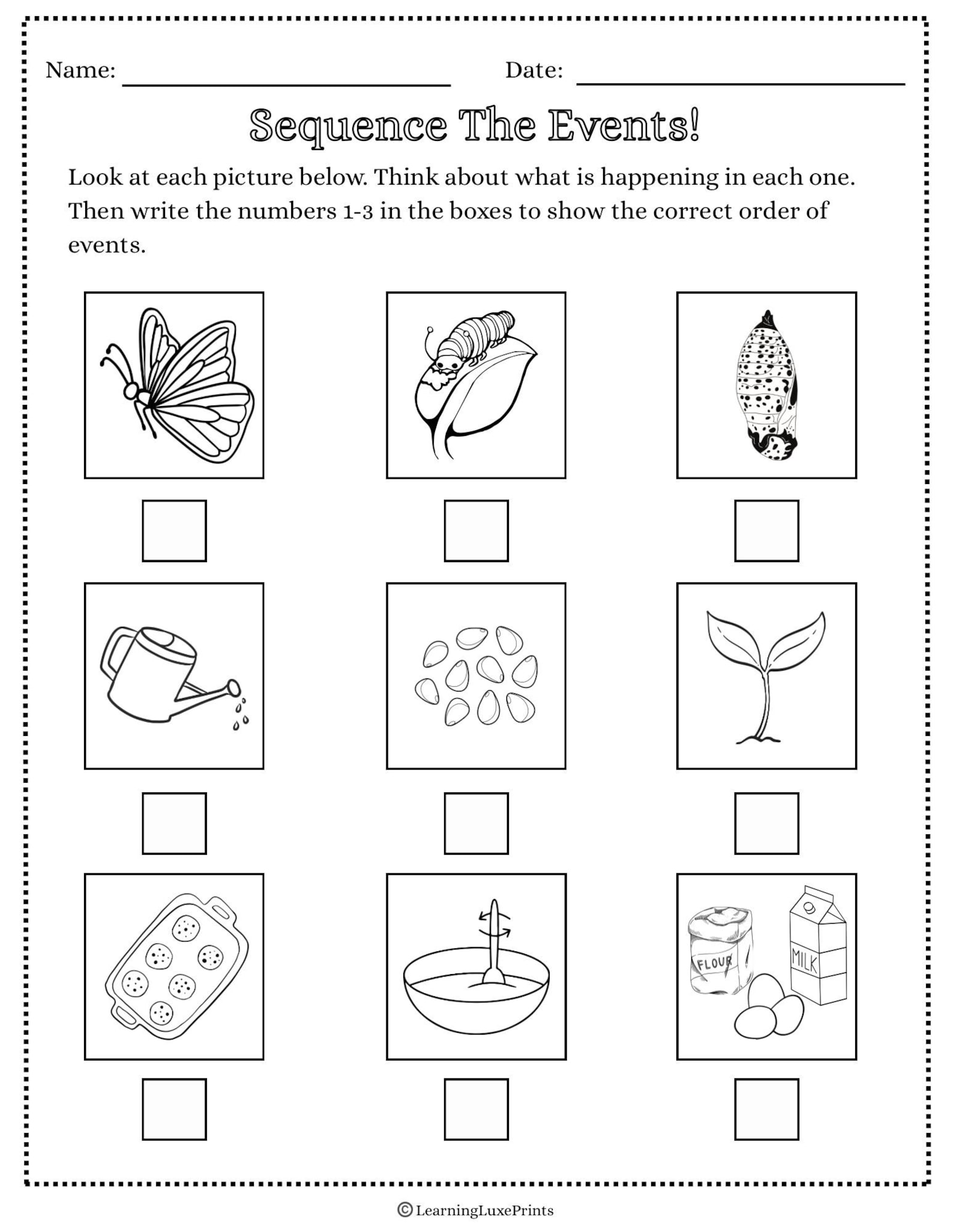 Sequencing Worksheet Printable/ Order of Events for Kids Worksheet - Etsy