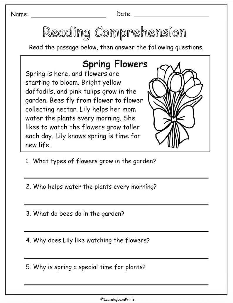 Spring Reading Comprehension Passages (PDF) – ELA Literacy Bundle - Etsy