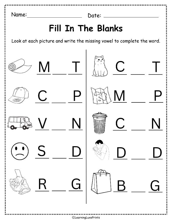 CVC Short Vowel Worksheet Bundle/ Missing Vowel Activity/ Phonics ...
