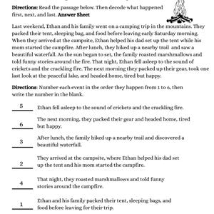 Sequencing Story Events Worksheet/reading Comprehension/sequencing ...