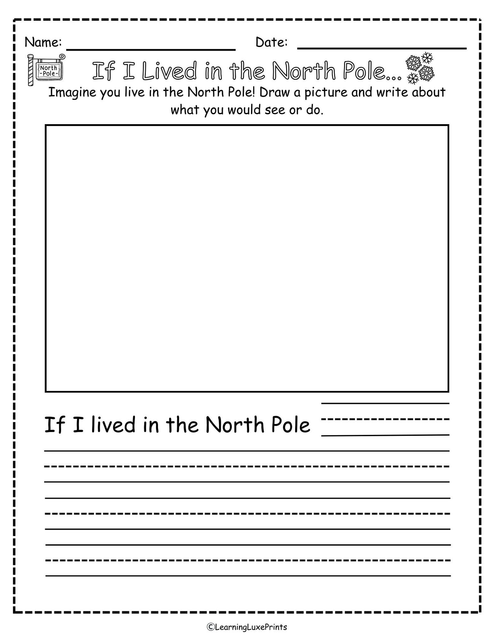 Christmas Writing Prompts for Kids/ 4-page Christmas Activity Pack/ K-1 ...