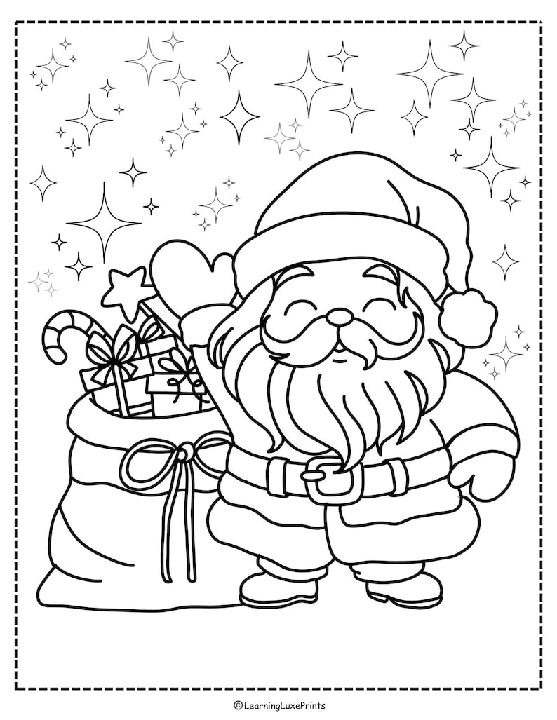 Printable Santa Coloring Page/ Christmas Coloring Sheet/ Kids Holiday ...