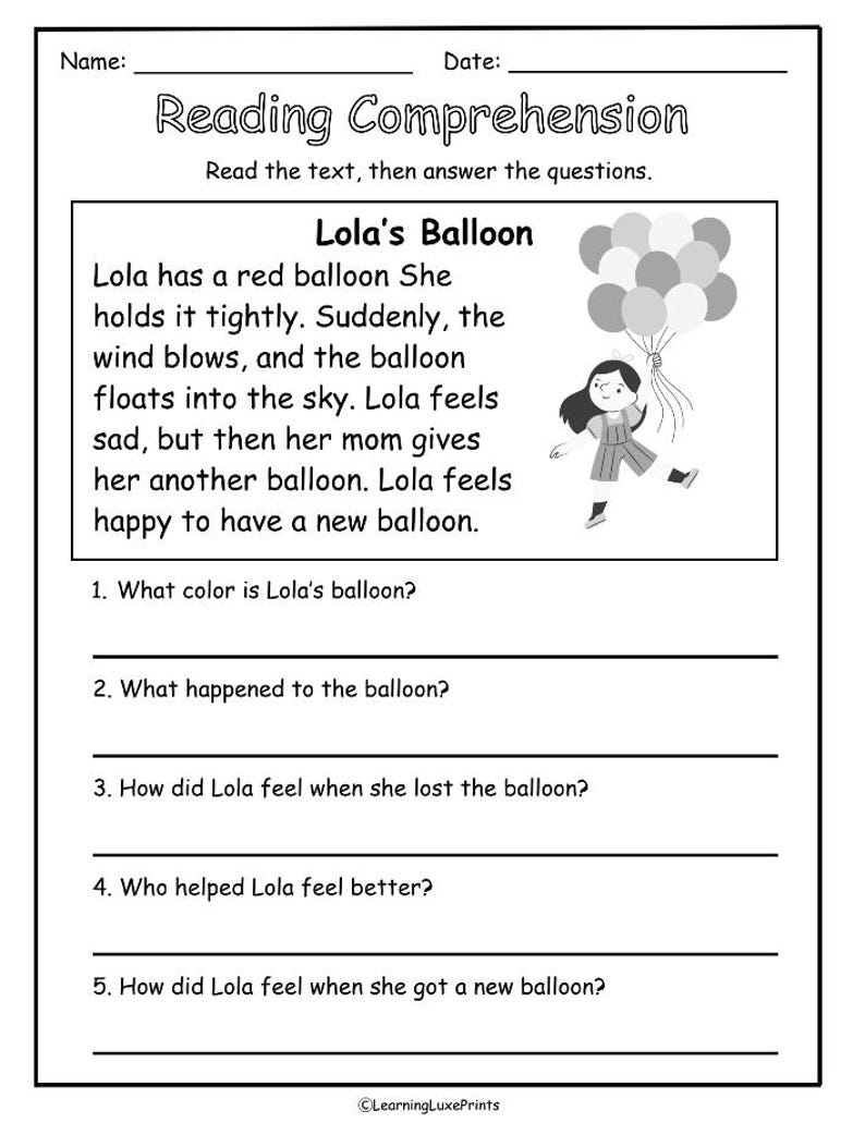 Reading Comprehension Mini-pack/ 3 Worksheets Printable/ Elementary ELA ...