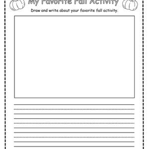 Fall Writing Prompt Worksheet Pack/ 4-page Autumn Drawing and Writing ...