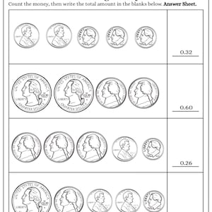 Mixed Coin Counting Worksheet/ Coin Value Chart and Practice/ Money ...