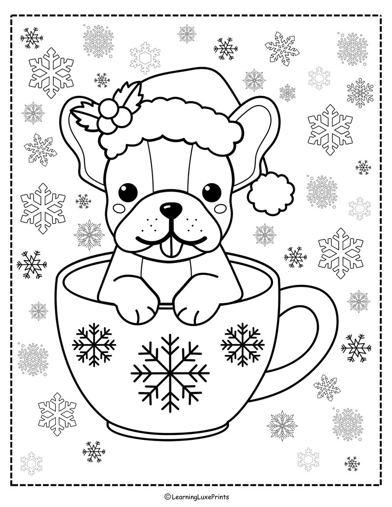 Christmas Dog Coloring Page/ Holiday Coloring Sheet for Kids - Etsy