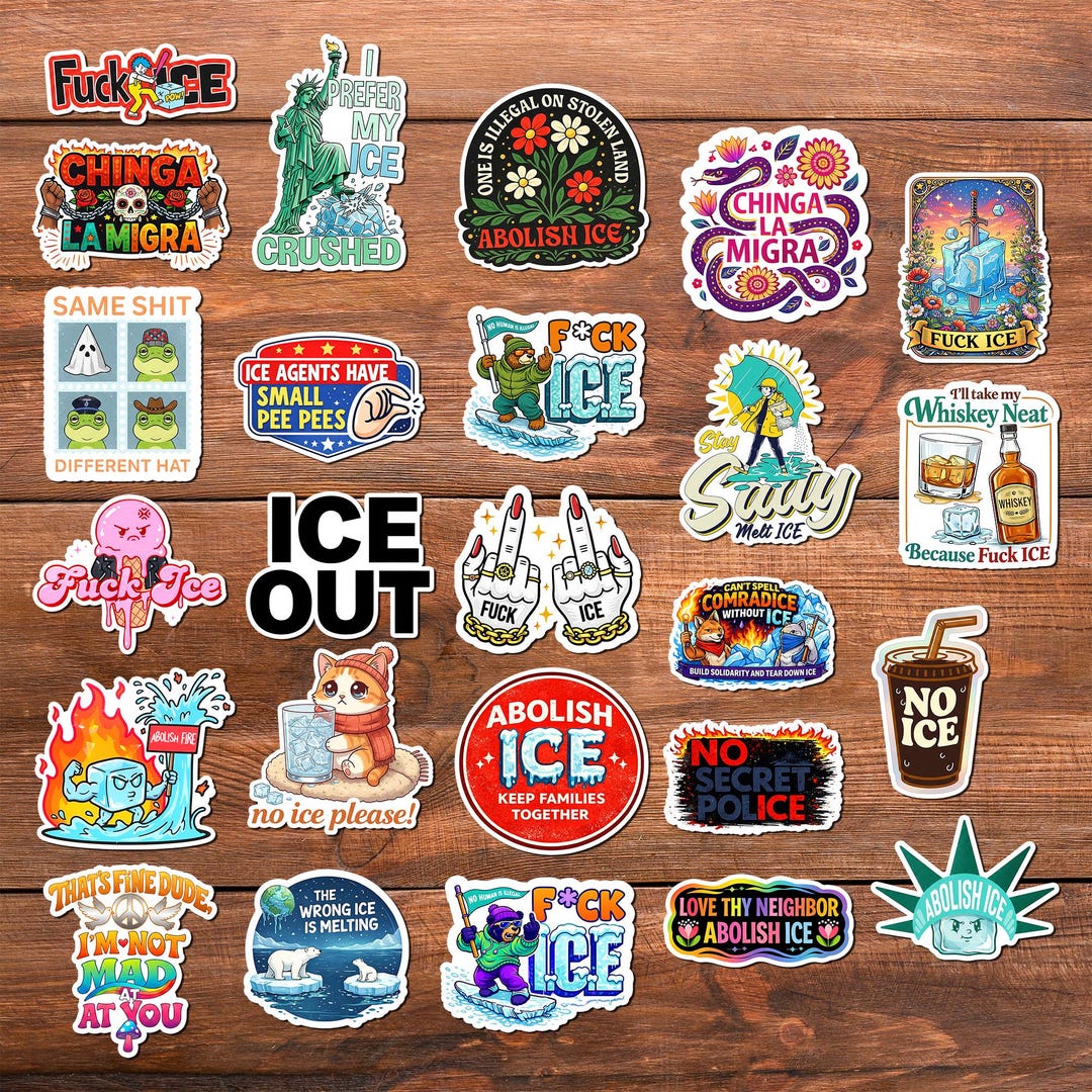 25pcs Abolish ICE Vinyl Sticker Sheet- 3in, Anti MAGA, Pro Immigration ...