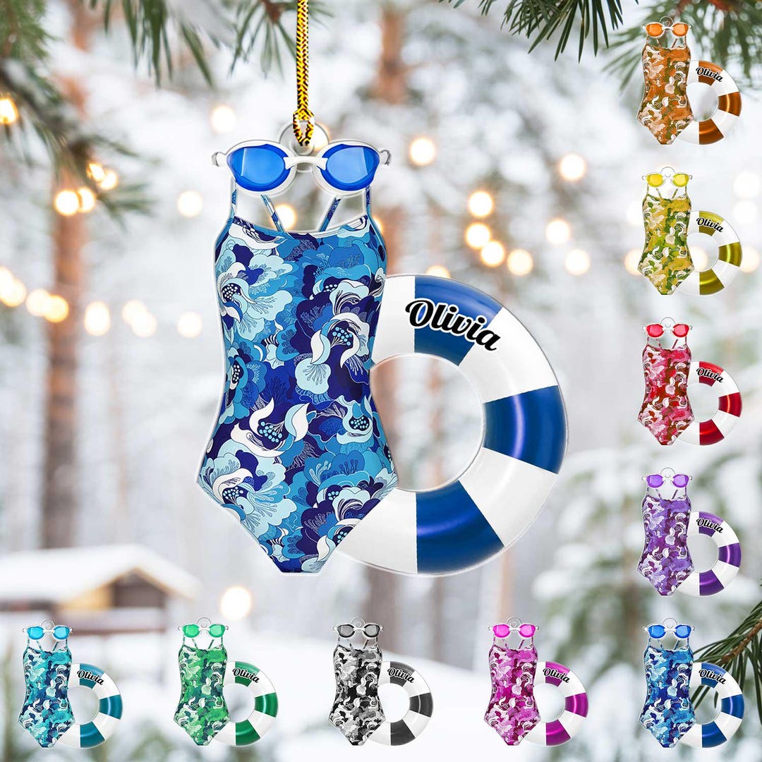 Personalized Swimmer Christmas Ornament – Acrylic Swimsuit Keepsake - Etsy