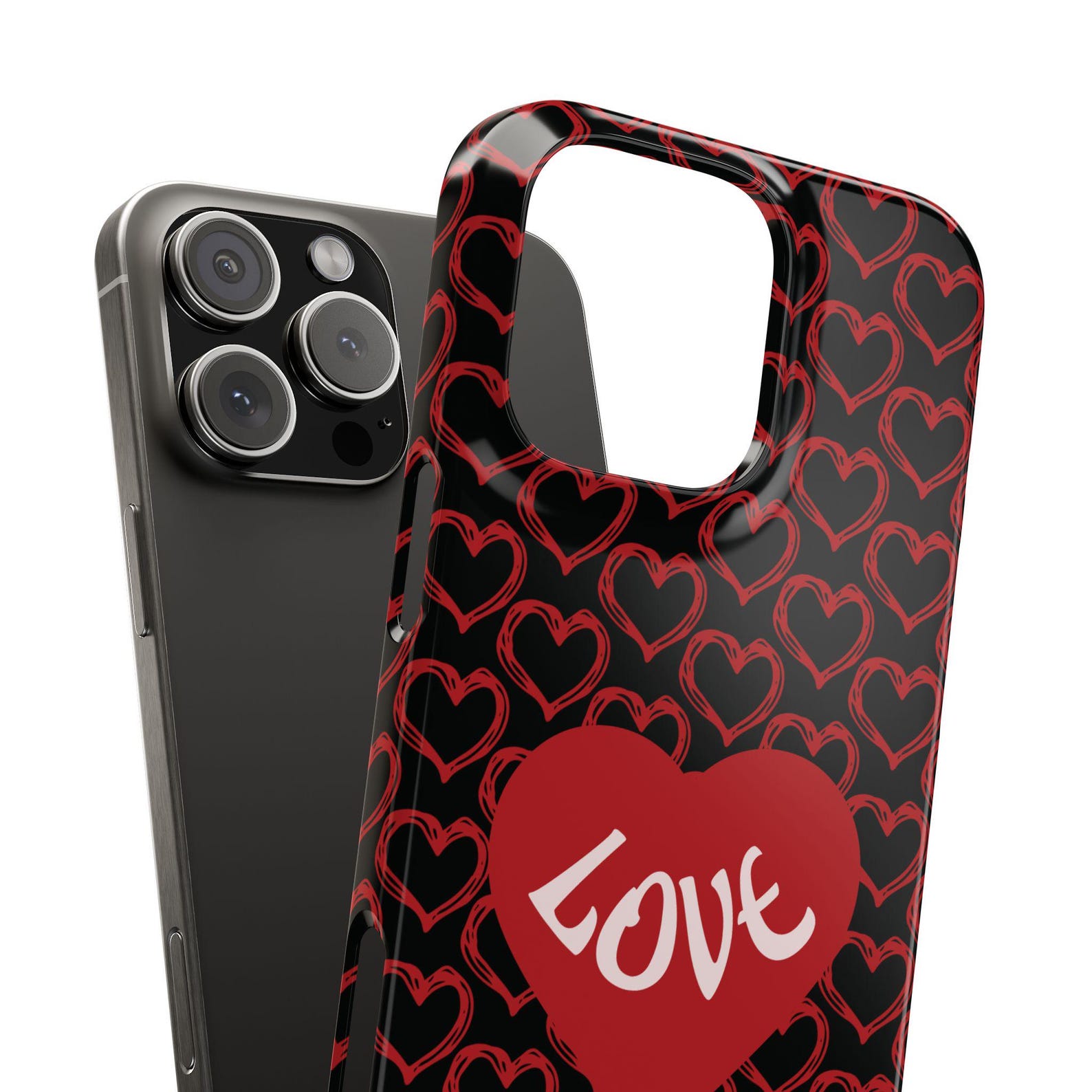 Red Heart Pattern iPhone Case | Valentine's Day Gift - Etsy