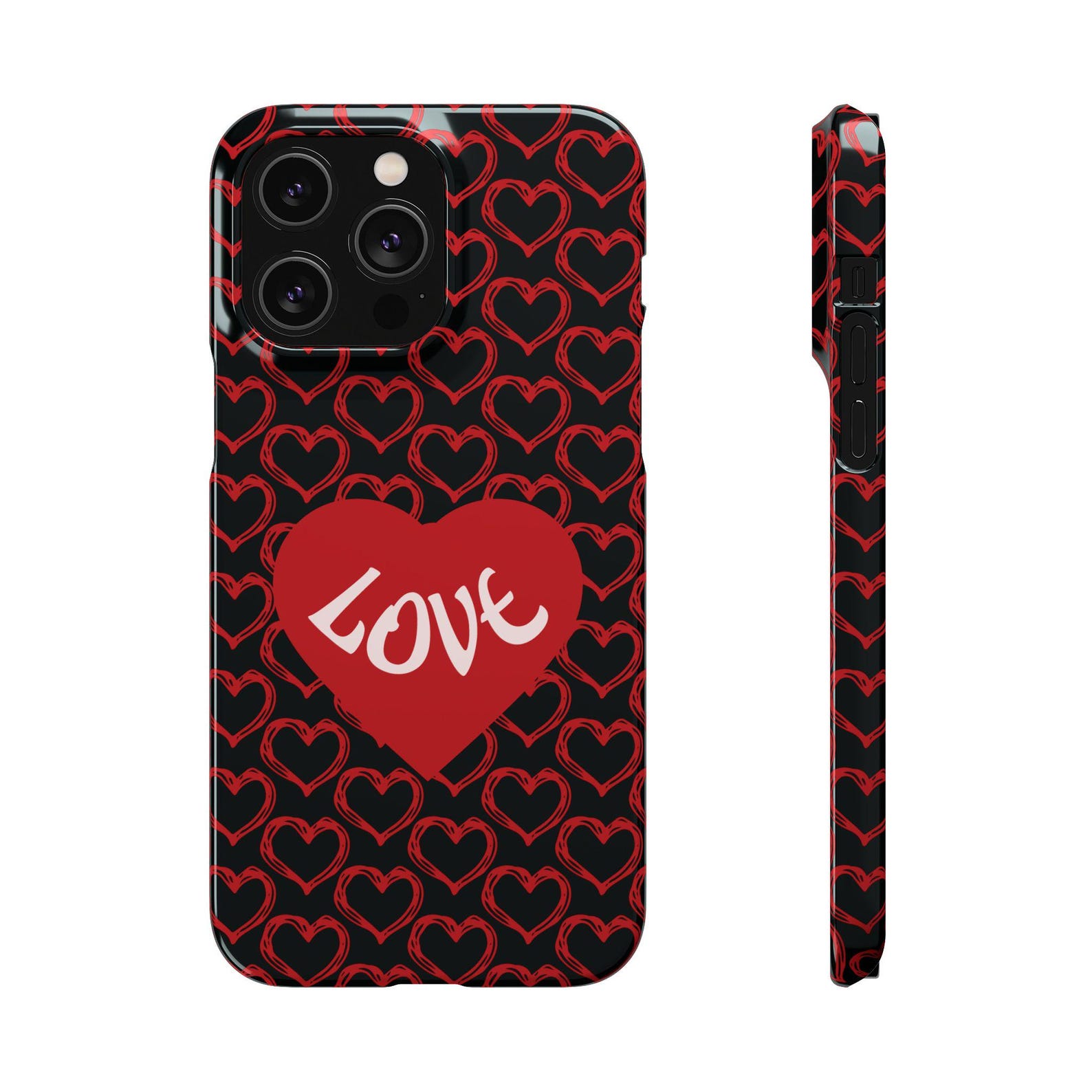 Red Heart Pattern iPhone Case | Valentine's Day Gift - Etsy