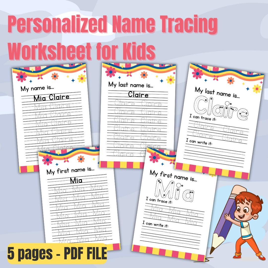 Personalized Name Tracing Worksheet for Kids – Fun Handwriting Practice ...