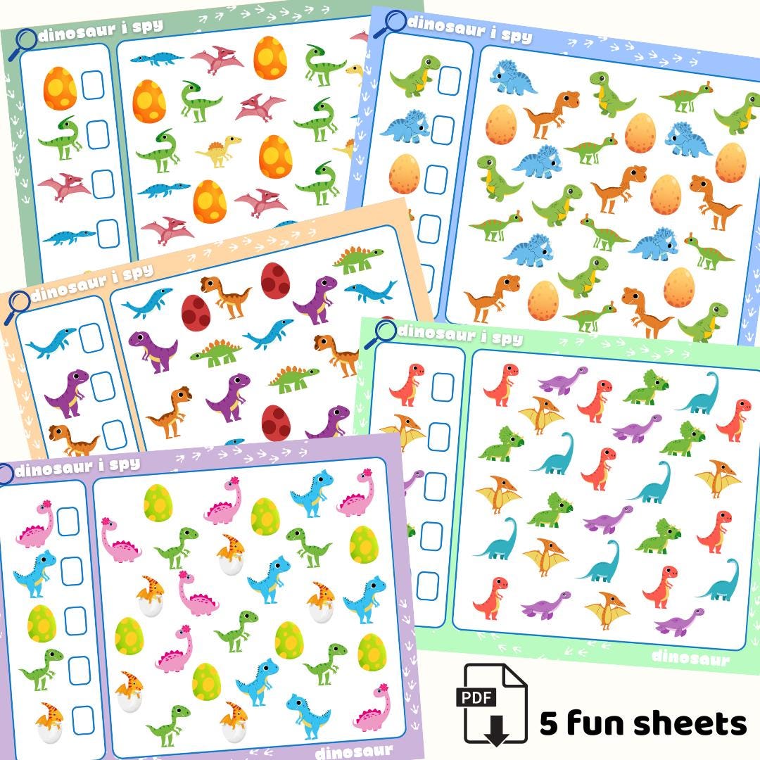 Dinosaur I Spy Game: Kids' Seek and Find Activity (PDF Printable) - Etsy