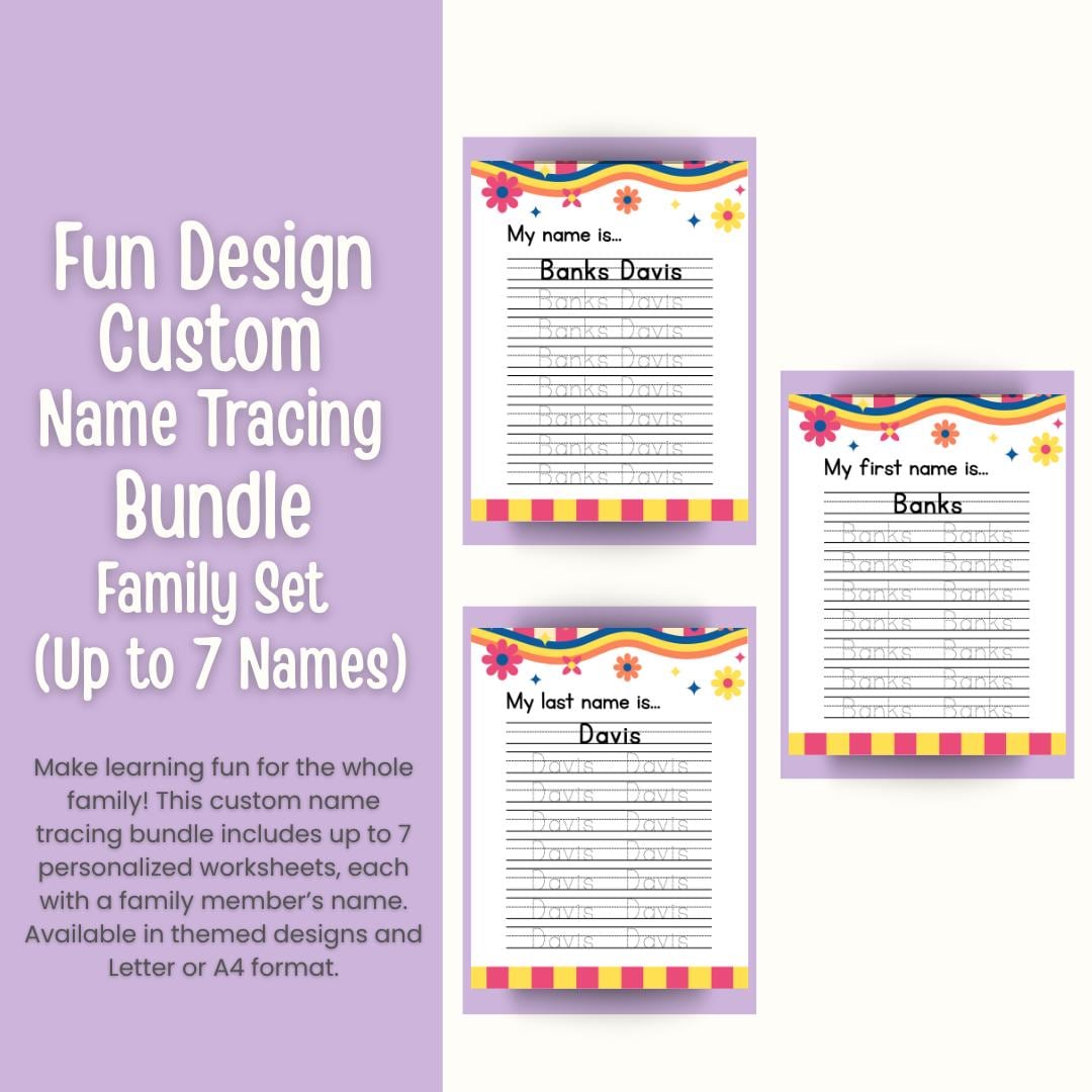 Fun Themed Custom Name Tracing Worksheet: Kids Handwriting Practice ...