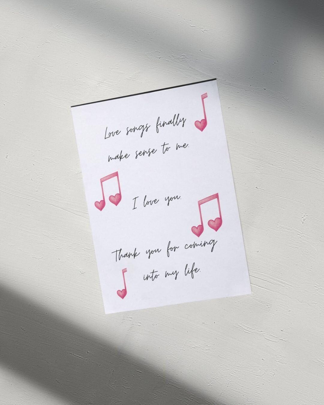 Anniversary Card “love Songs Finally Make Sense” / Perfect for Showing ...