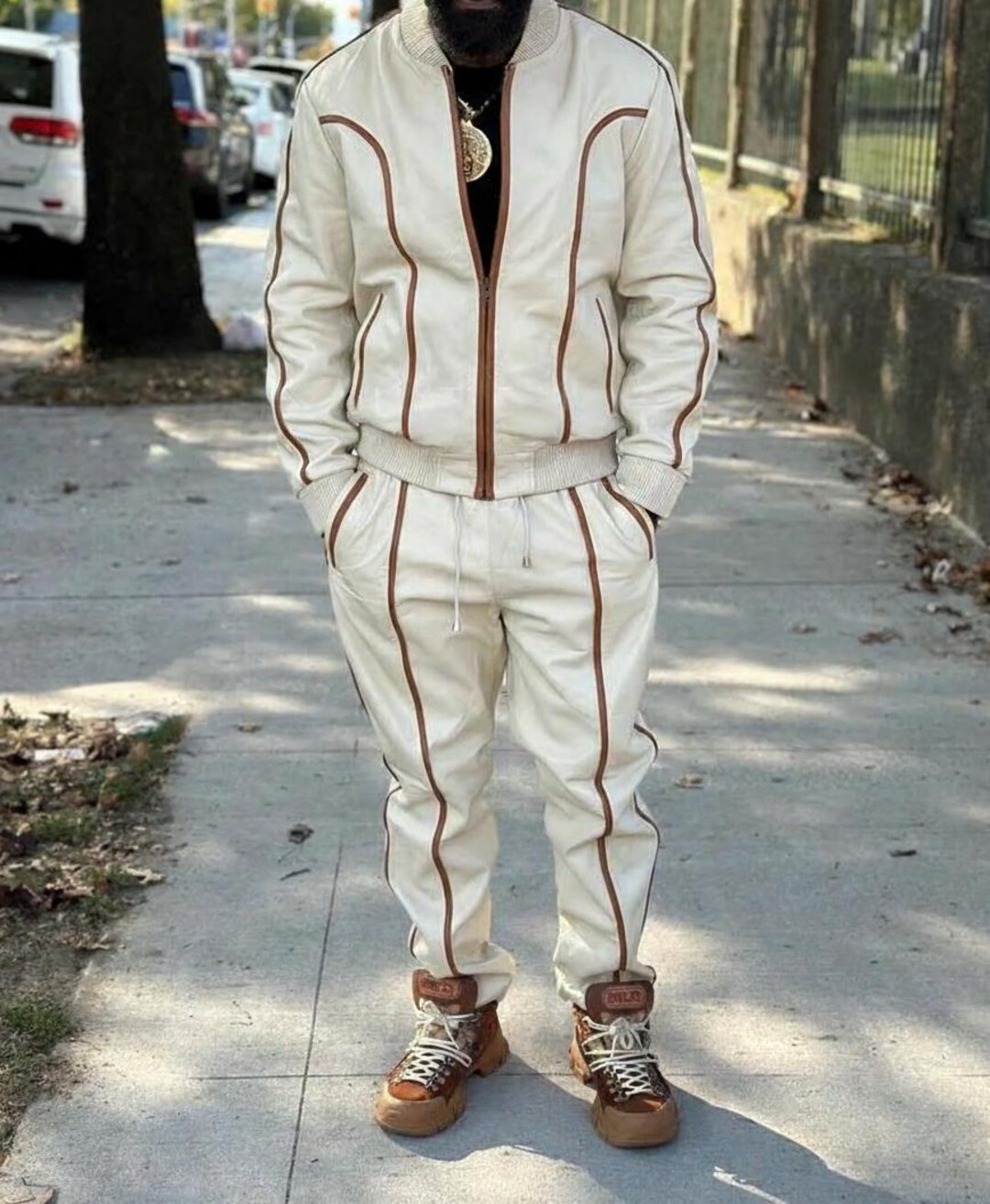 Men's Real Leather Tracksuit: Handmade Jogging and Gym Wear. - Etsy
