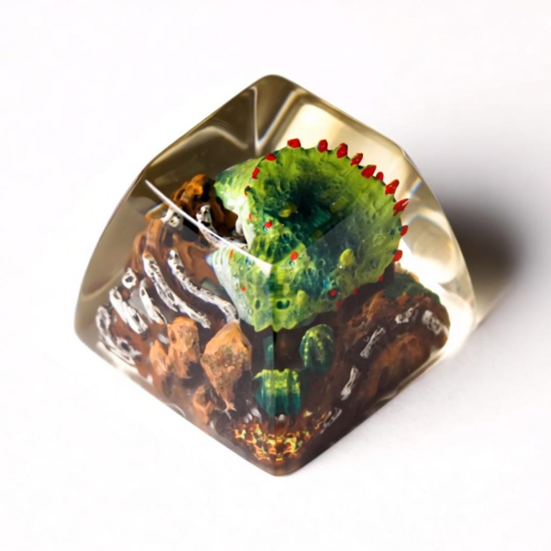 Green T-rex Dinosaur Artisan Keycap | Prehistoric Monster Resin Key ...