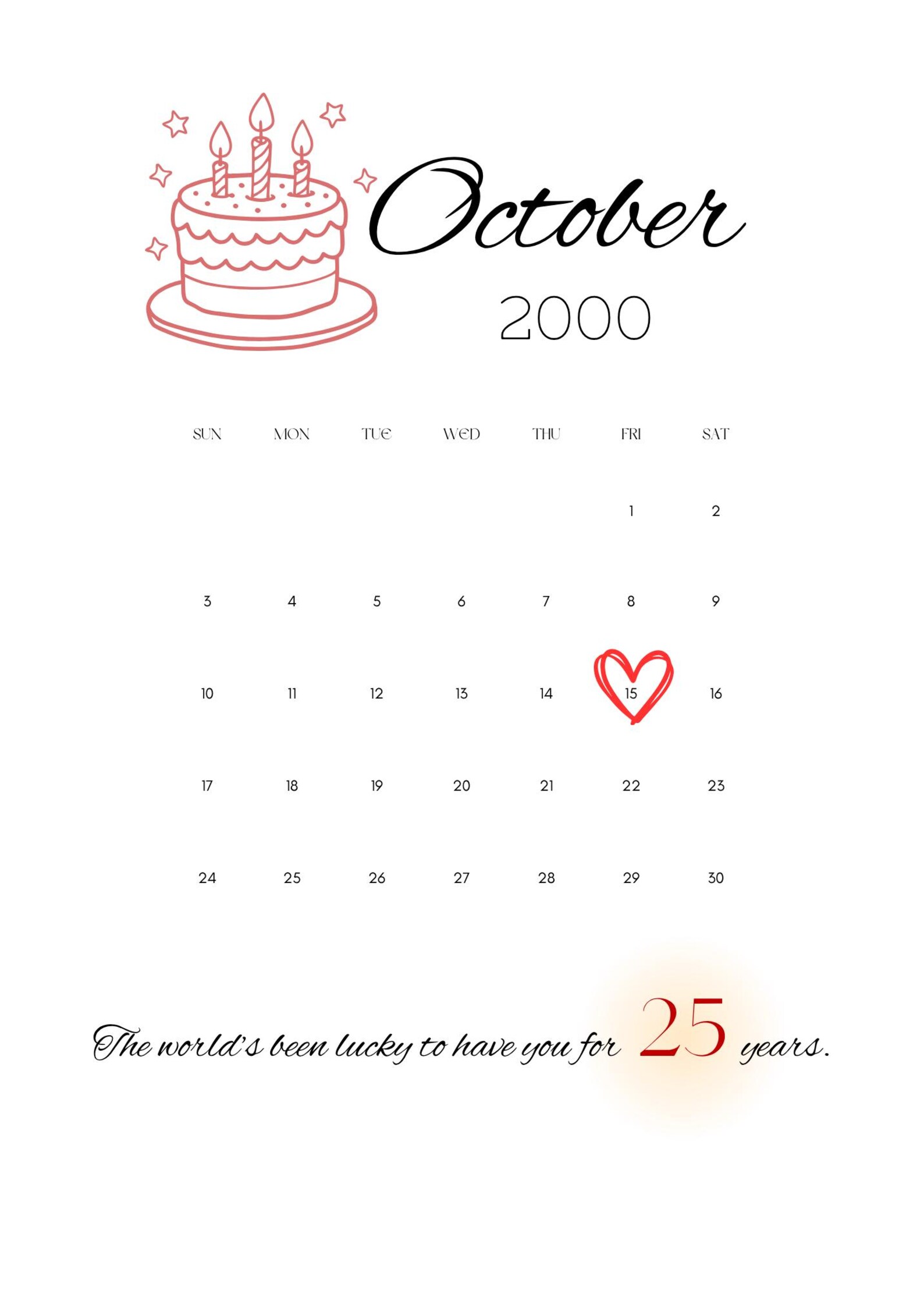 Custom Birthday Calendar Card • Personalized Date&age • Minimalist ...