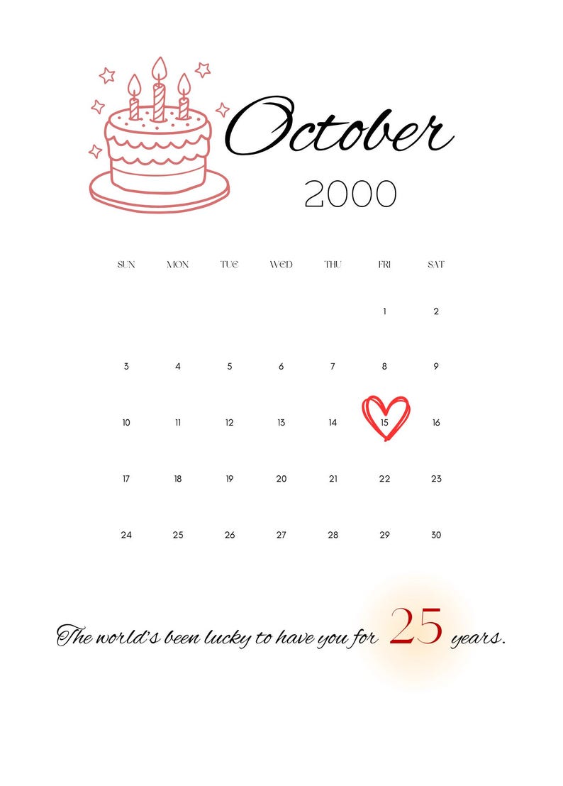 Custom Birthday Calendar Card • Personalized Date&age • Minimalist ...
