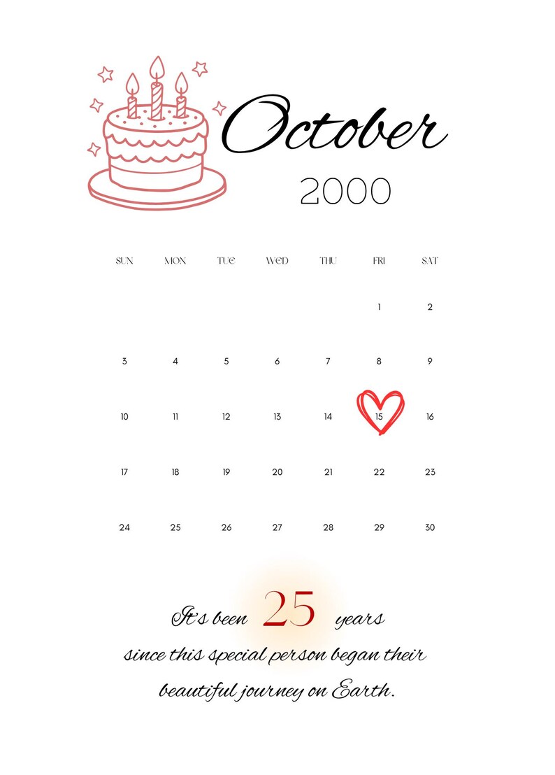 Custom Birthday Calendar Card • Personalized Date&age • Minimalist ...