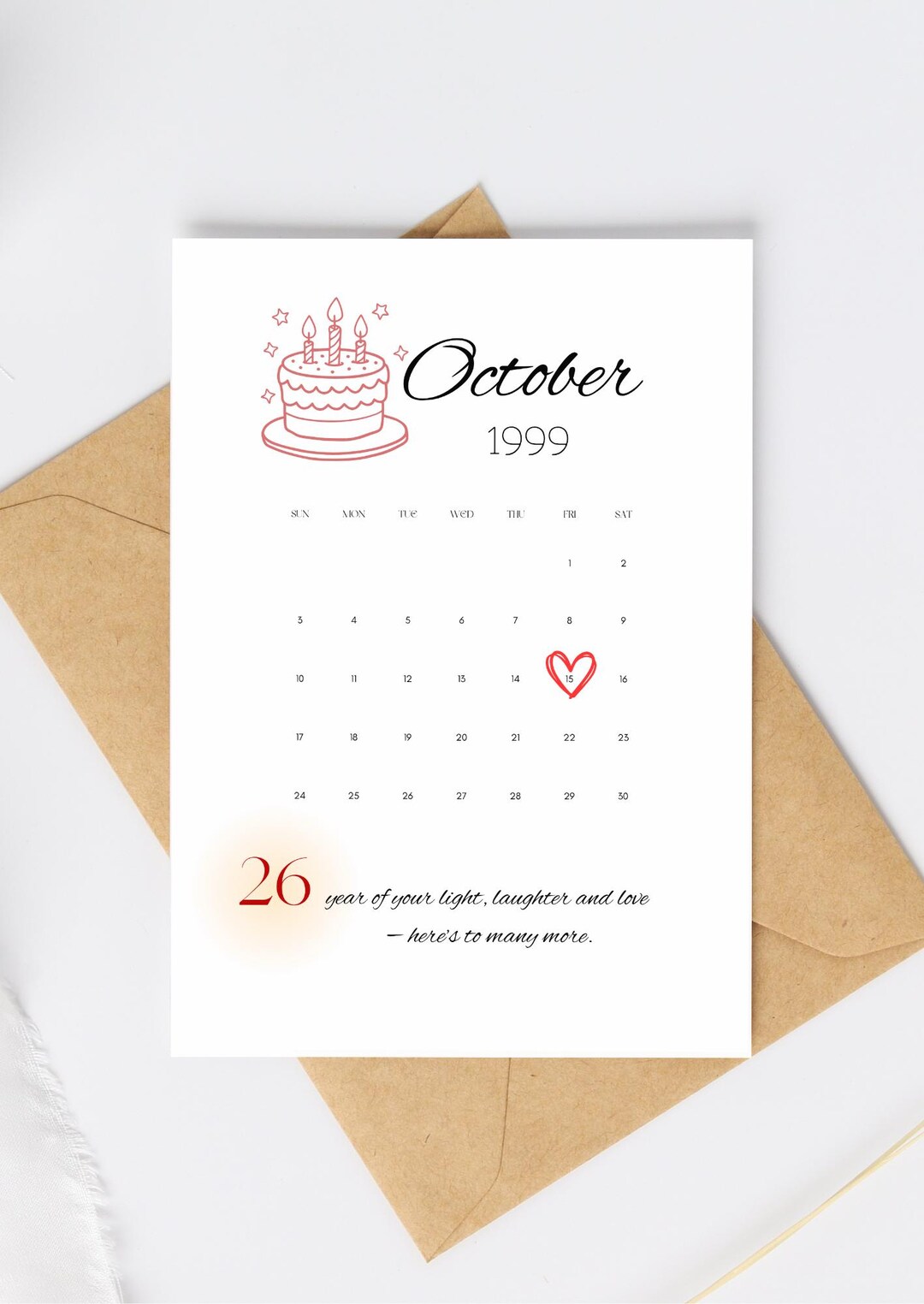 Custom Birthday Calendar Card • Personalized Date&age • Minimalist ...