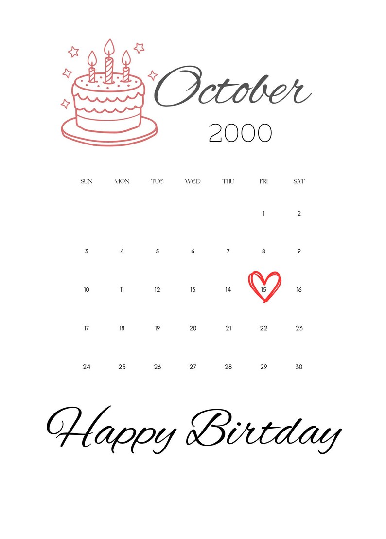 Custom Birthday Calendar Card • Personalized Date&age • Minimalist ...