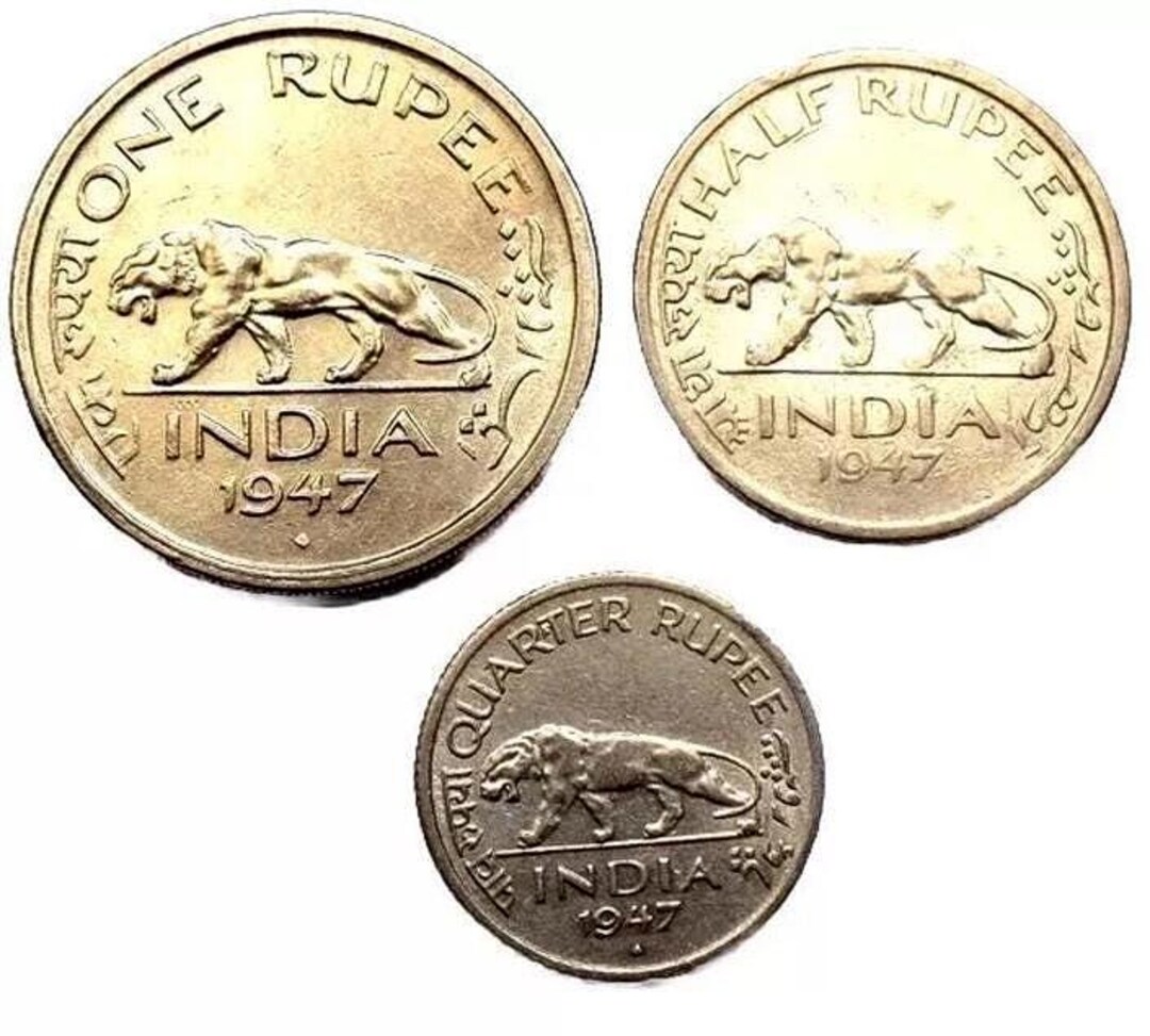 1947 British India Rupee Set: George VI, Tiger Design - Etsy