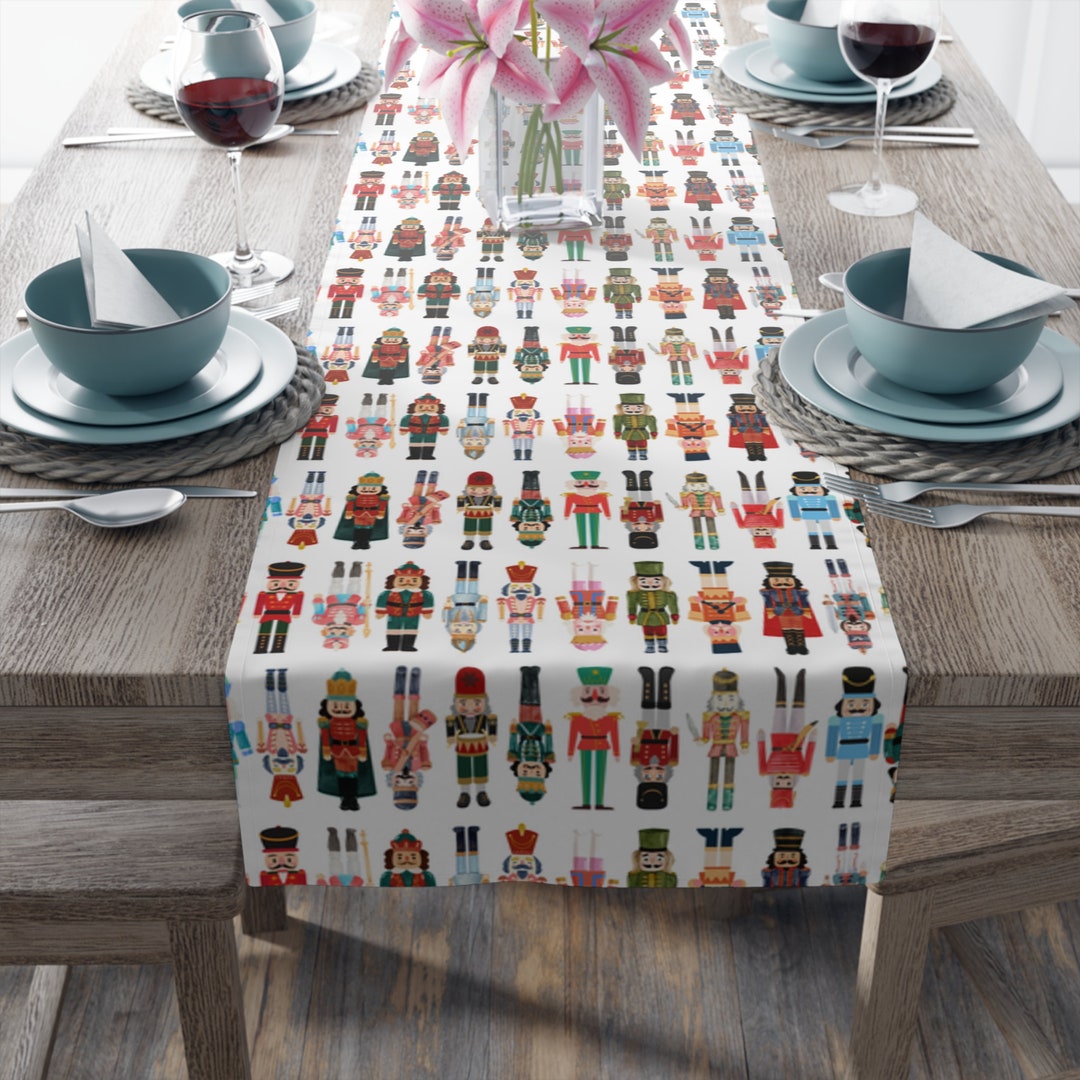 White Nutcrackers Table Runner, Available: 16"x72" or 16"x90", Christmas & Holiday Decor ...